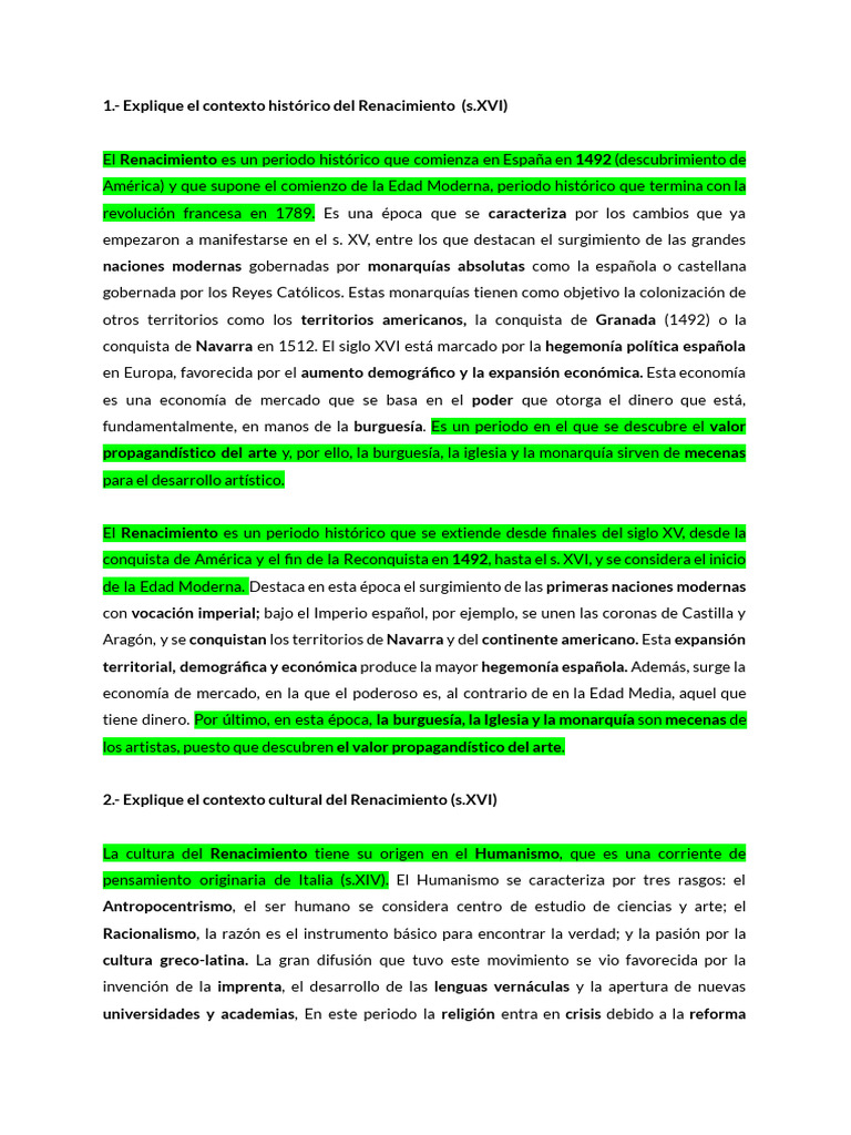 Contexto Histórico y Cultural Del Renacimiento Fitxategiaren Kopia ...