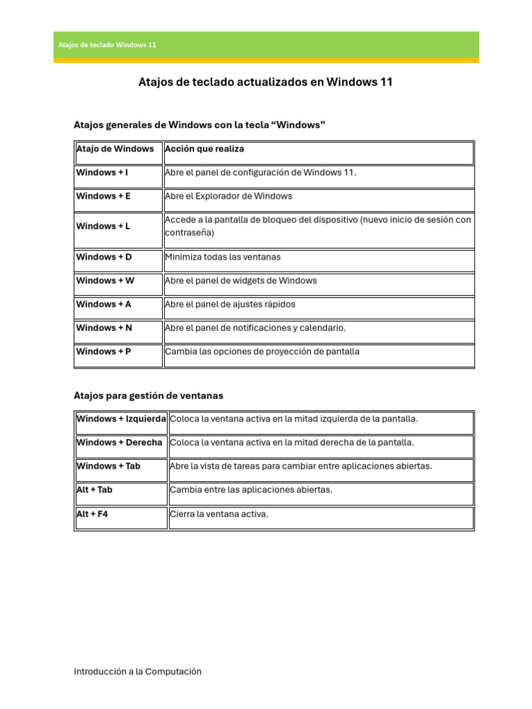 Atajos de Teclado Actualizados en Windows 11 | PDF | Ventana ...