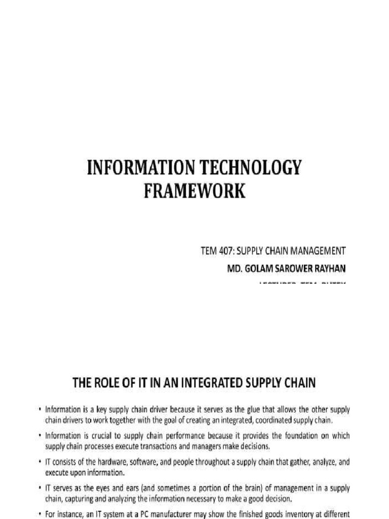 Lecture - It Frame Work For SC | PDF