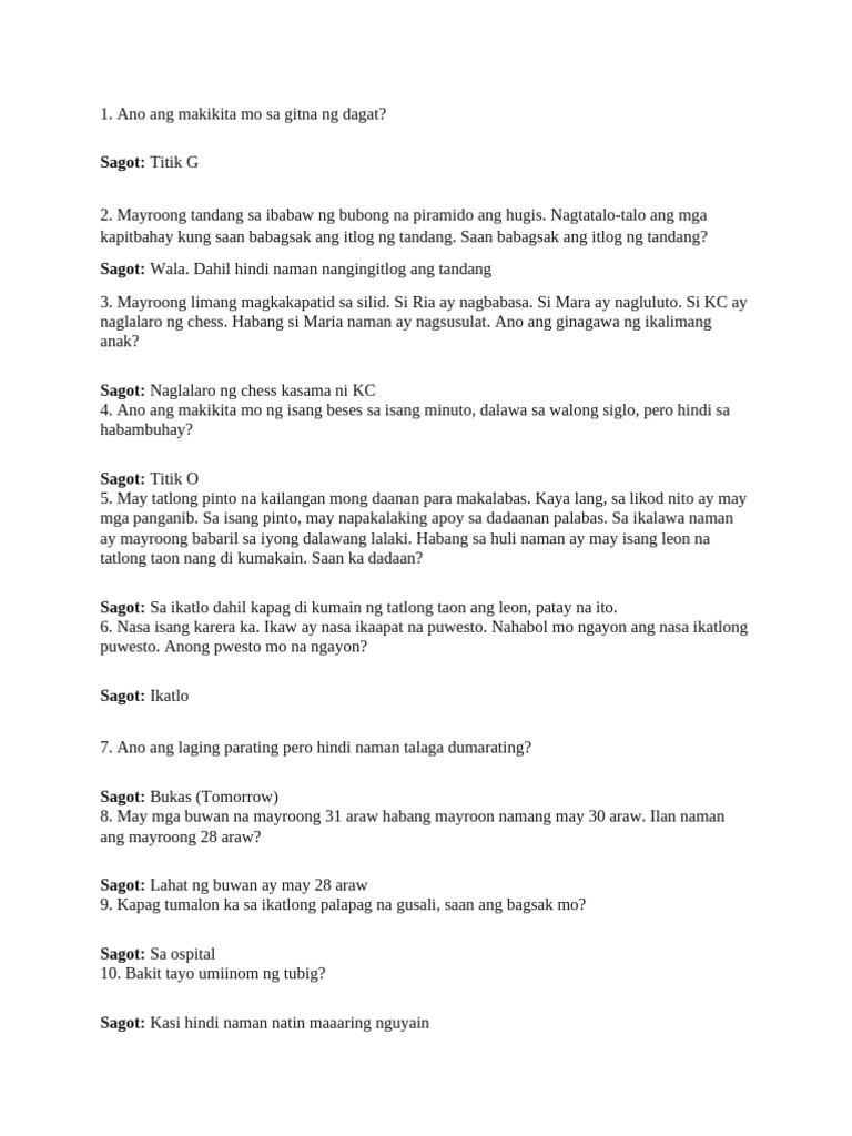 Palaisipan Bugtong | PDF