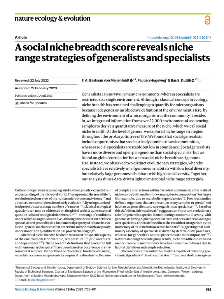 Meijenfeldt, F. A Social Niche Breadth Score Reveals Niche Range ...