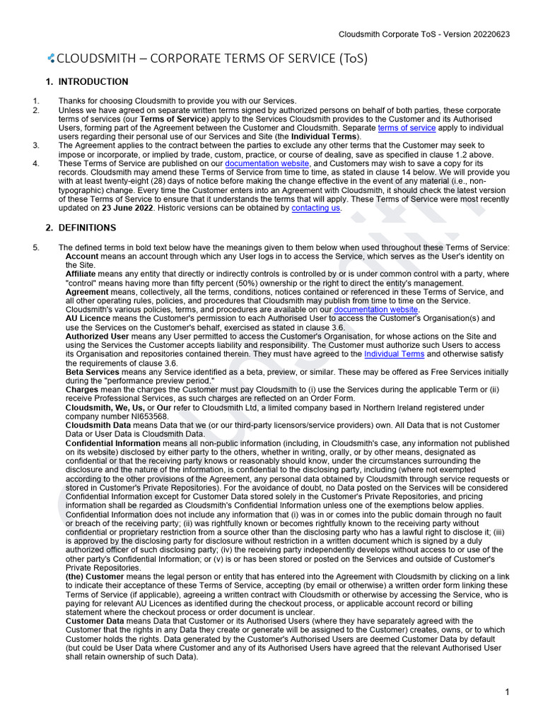 Cloudsmith Corporate Terms of Service | PDF | Value Added Tax | Terms ...