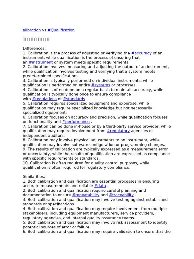 Caliberation and Qualification | PDF | Calibration | Accuracy And Precision