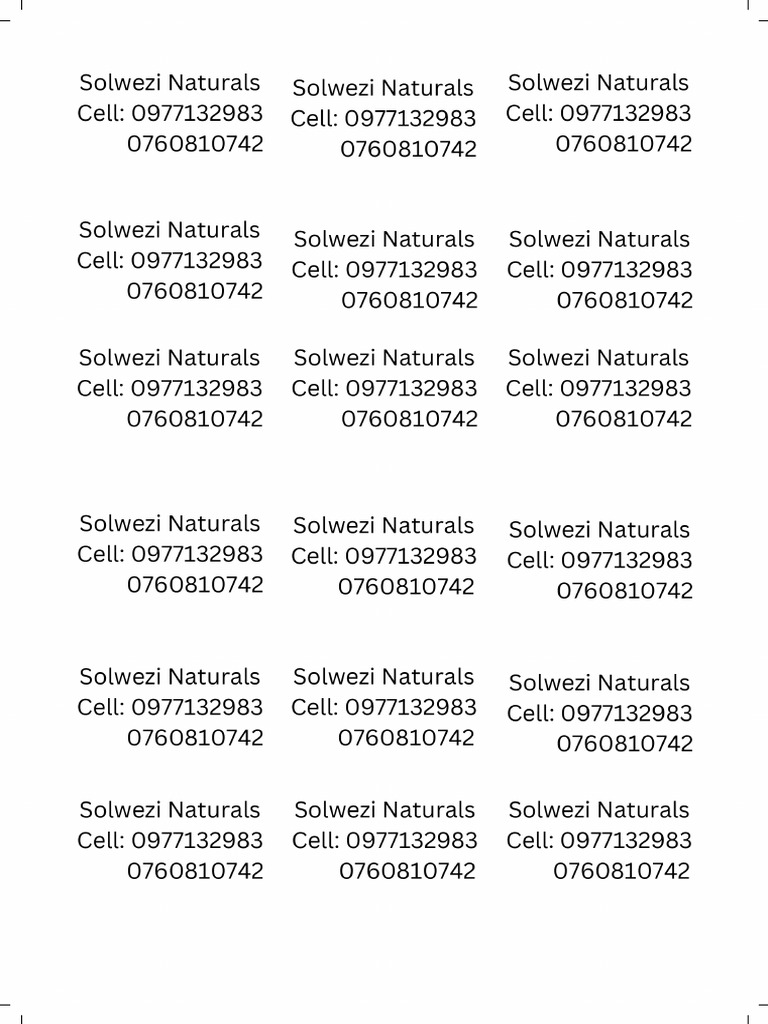 Solwezi Naturals Cell 0977 | PDF