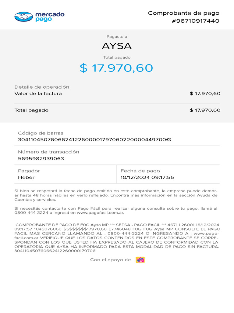 Diciembre Aysa | PDF