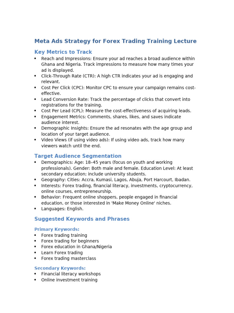 Facebook Ads for Forex Training | PDF | Foreign Exchange Market ...
