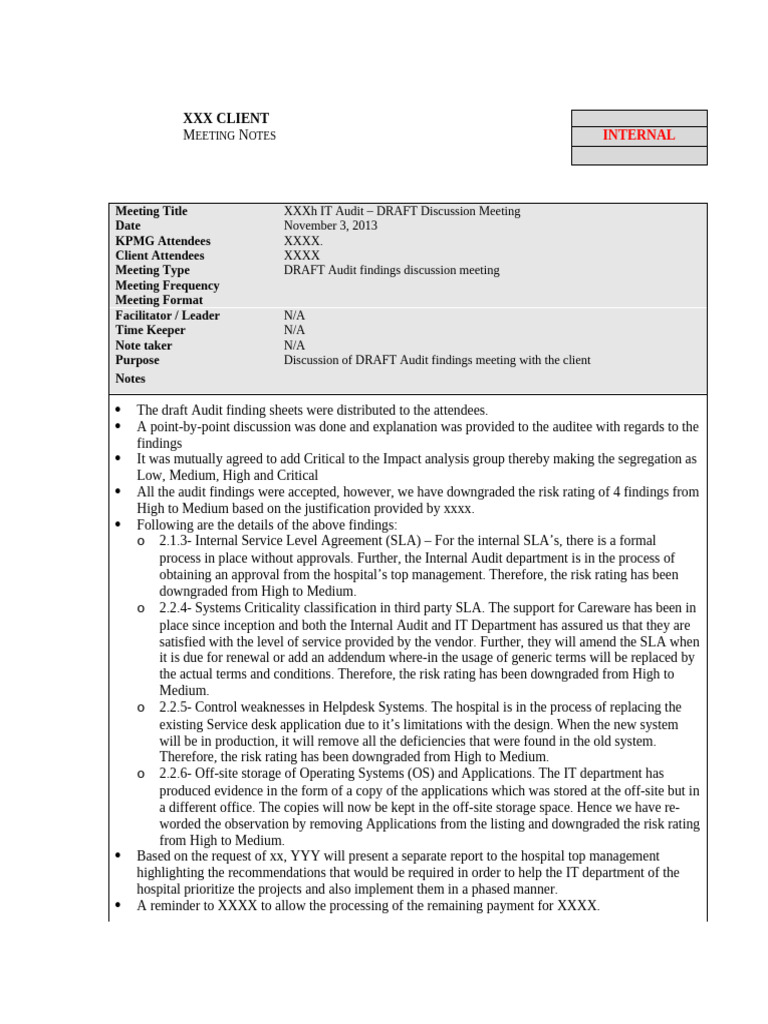 Sample MoM Final Report 03112013 | PDF | Business