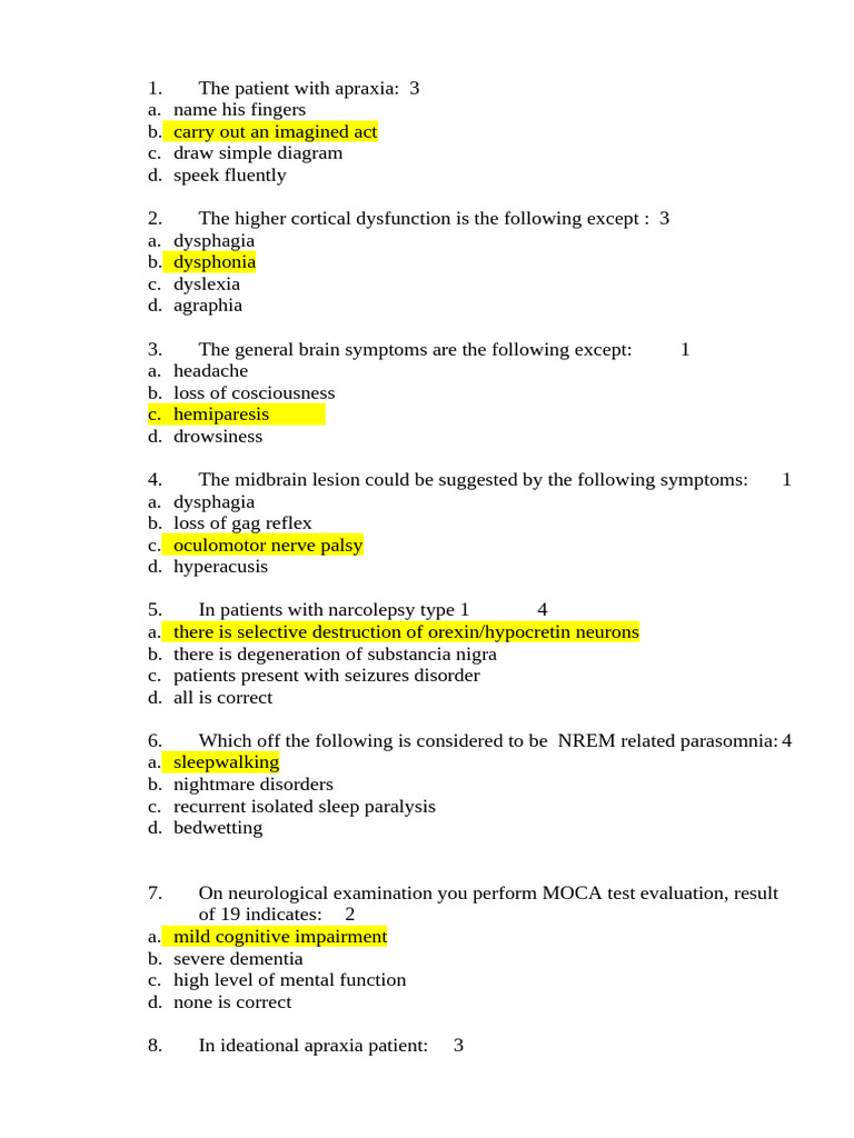 Test 1 | PDF | Diseases And Disorders | Neurology