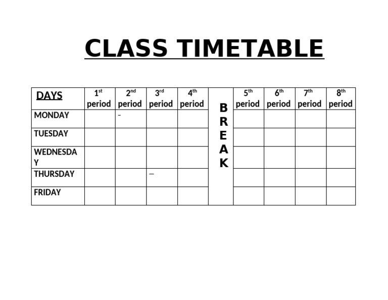 Timetable 10th A | PDF