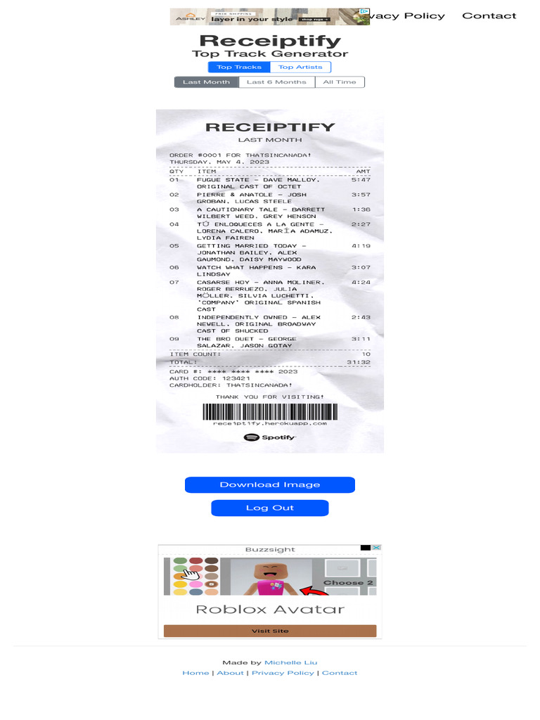 Receiptify: Top Track Generator Tool | PDF