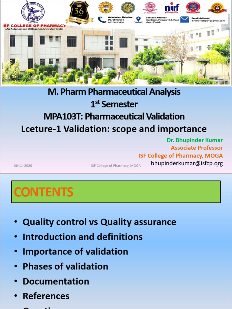 MPA103T- L1- Validation and scope | PDF | Verification And Validation | Quality Assurance