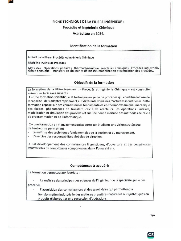 Fiche Technique de La Filière Ingénierie PIC | PDF