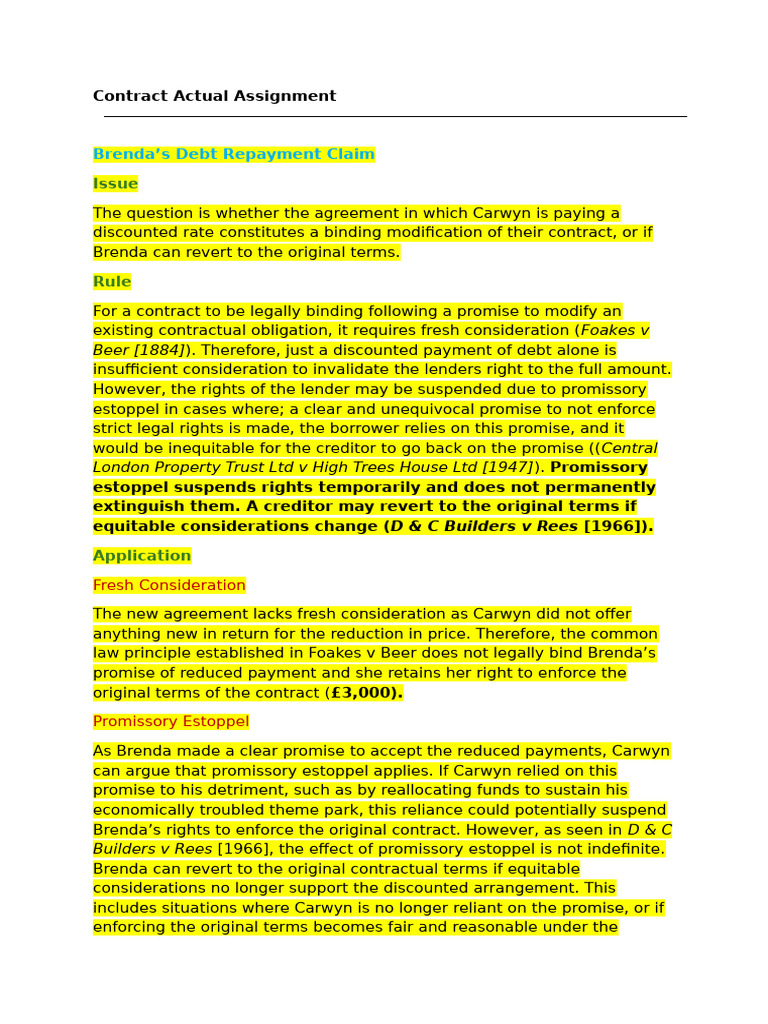 Contract Actual Assignment | PDF | Estoppel | Negligence