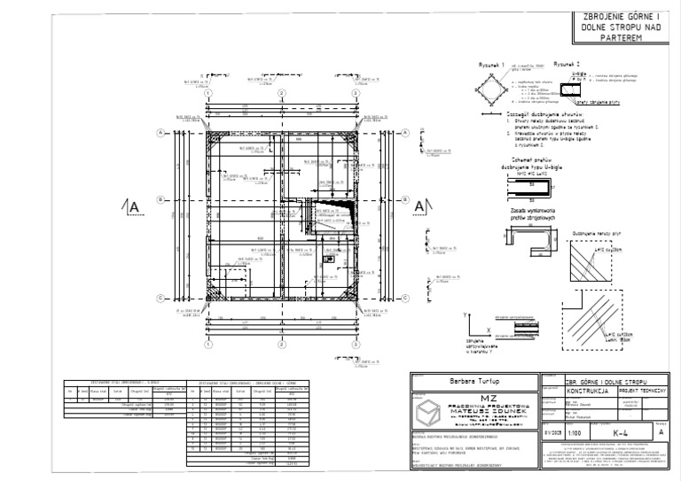 Zbrojenie Górne I Dolne Stropu Nad Parterem: Rysunek 1 Rysunek 2 | PDF