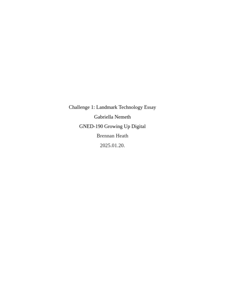 Landmark Technology Essay | PDF | E Reader | Books