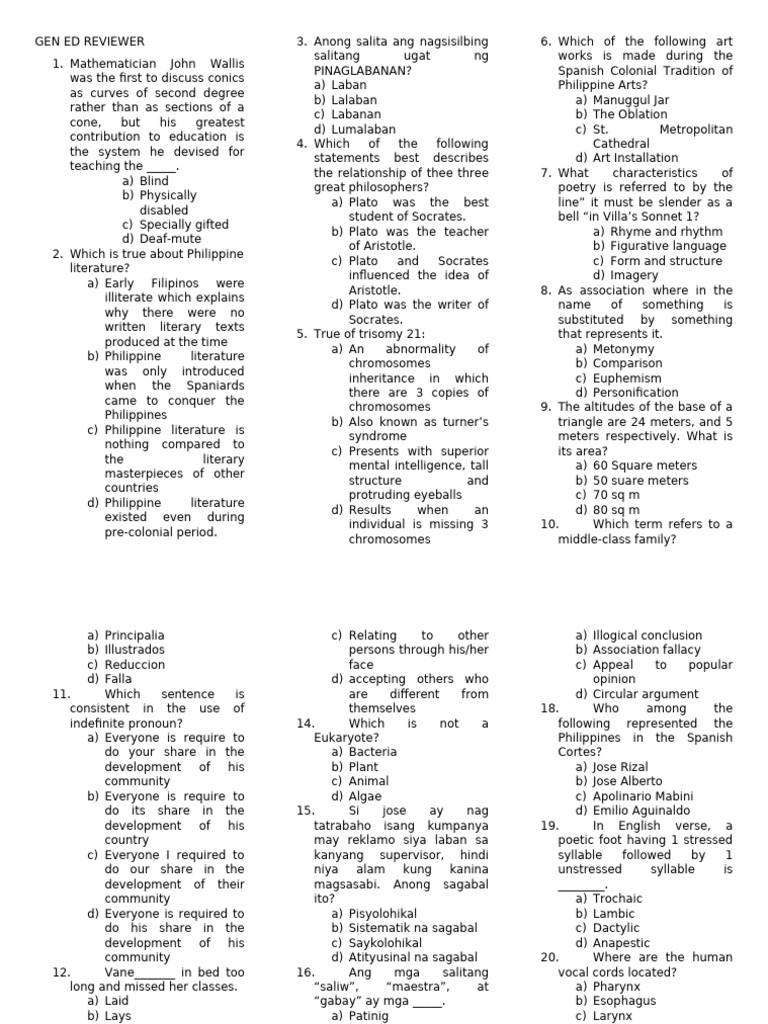 General Education Review Guide | PDF | Homo | Atmosphere
