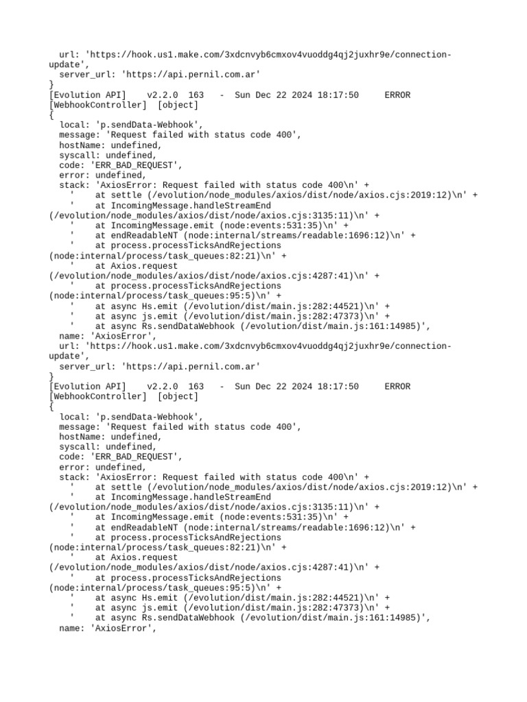 Webhook Request Error Logs | PDF | Computing | Computer Programming
