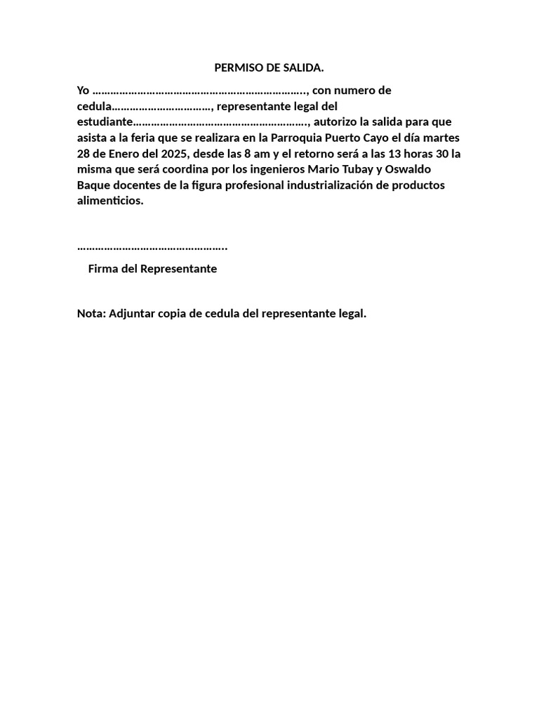 Permiso de Salida | PDF