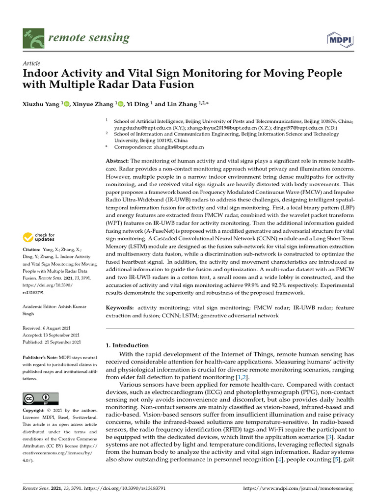 Indoor Activity and Vital Sign Monitoring For Moving People | PDF ...