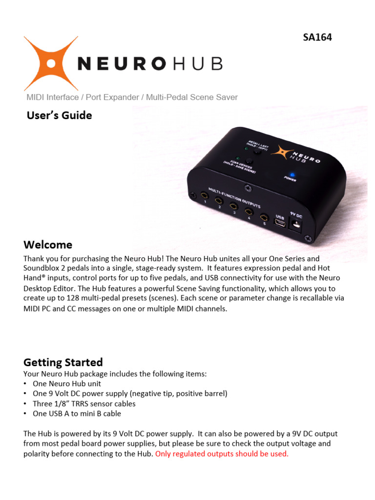 neuro_hub_user_guide01-21 | PDF | Usb | Power Supply