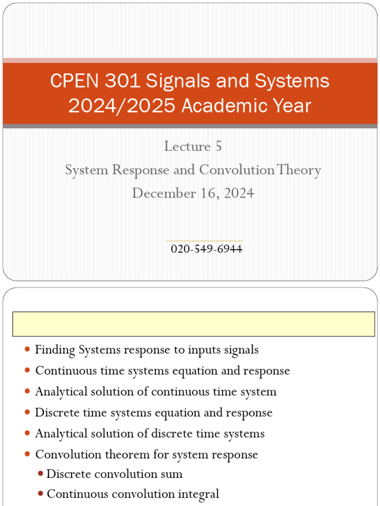 CPEN 301 Lecture 5 Conv - System - 2024 - 2025 | PDF | Convolution ...