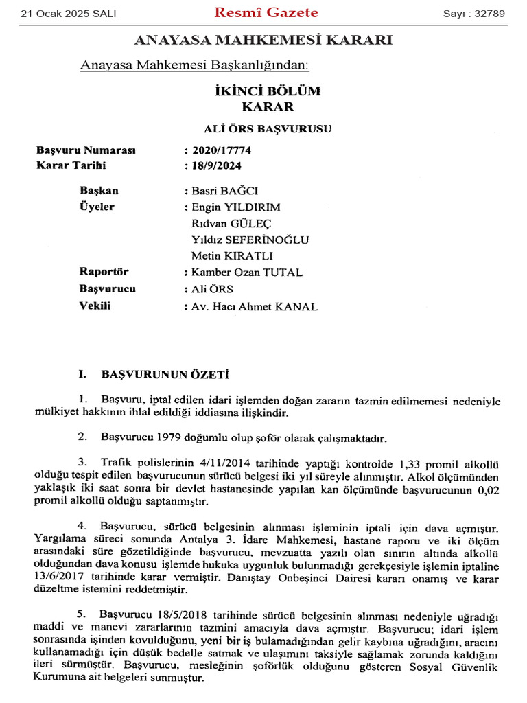 Anayasa Mahkemesi Karari: Resmî Gazete | PDF