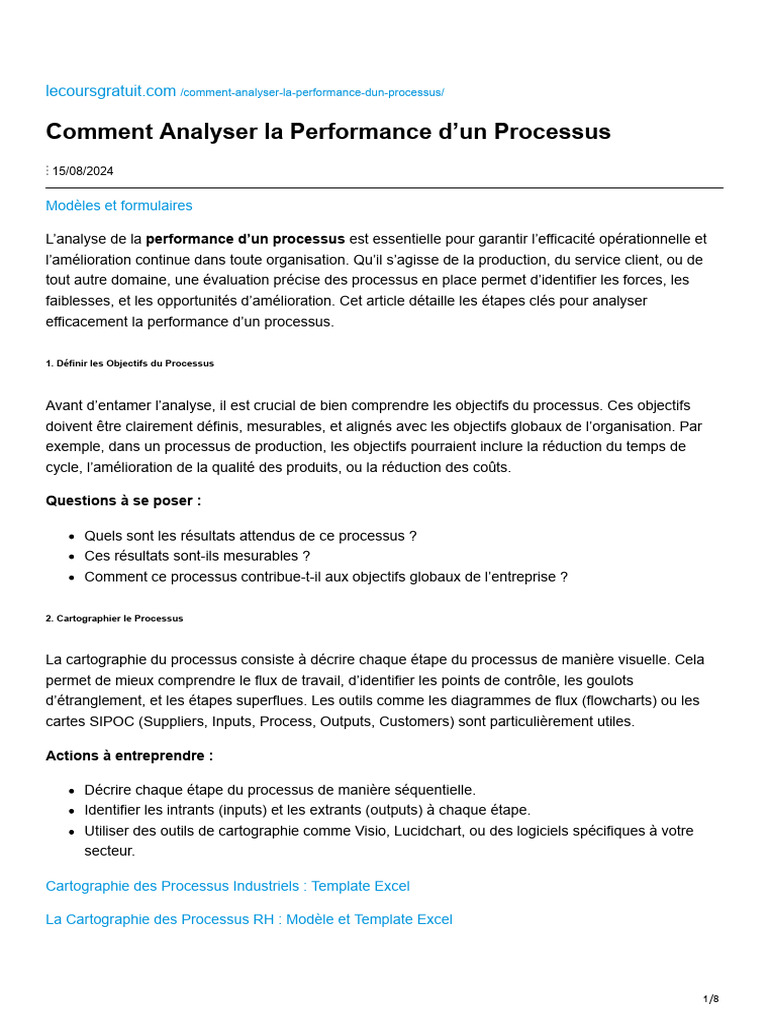Analyser la Performance d'un Processus | PDF