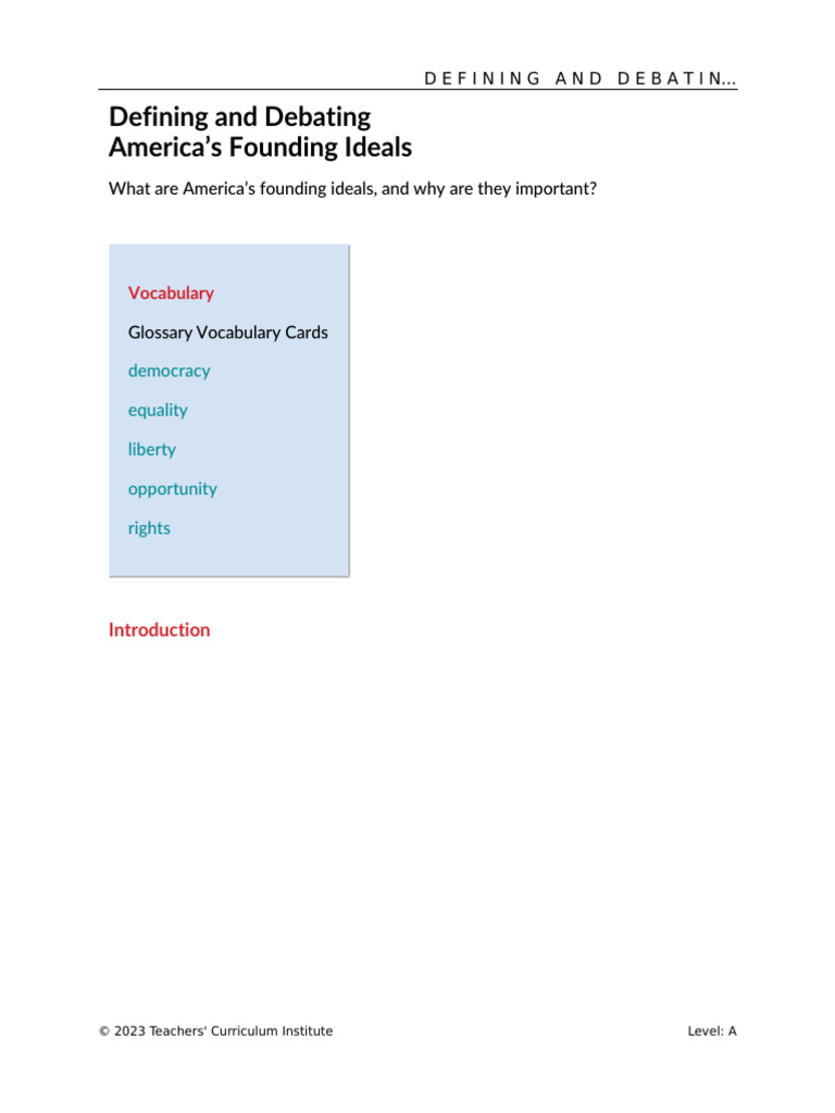 Founding Ideals Reading PDF | PDF | United States Declaration Of ...