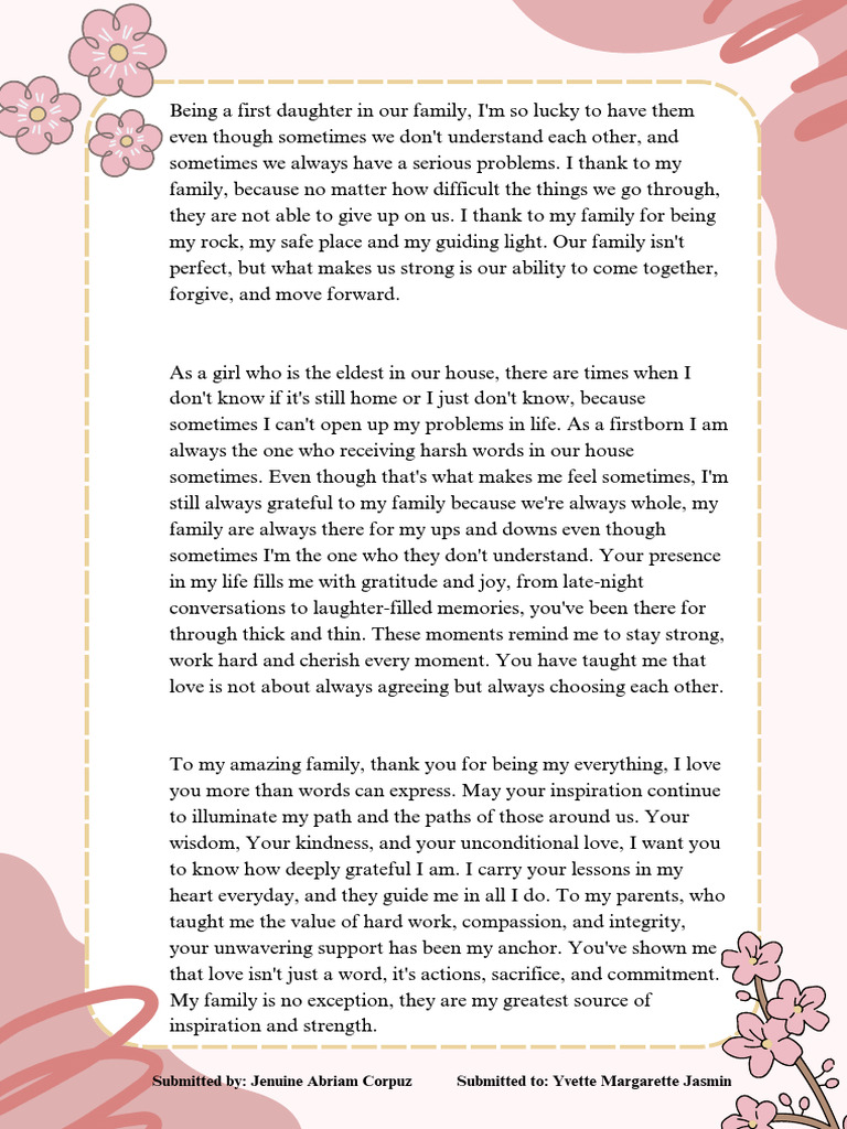 Grateful Reflections on Family Love | PDF | Love