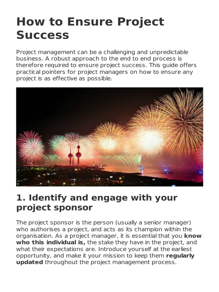 How To Ensure Project Success: 1. Identify and Engage With Your Project ...