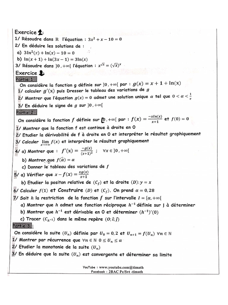 Devoir Surveillé 3 2bac Pdf