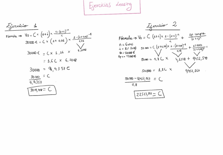 Ejercicios leasing repaso | PDF