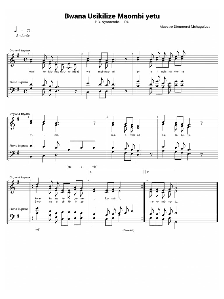 Bwana Usikilize Maombi Yetu Ok Dieumerci 20250119 210610 | PDF