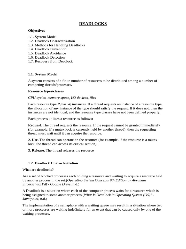 Group 1 Assignment-Deadlocks | PDF | Process (Computing) | Computer Science