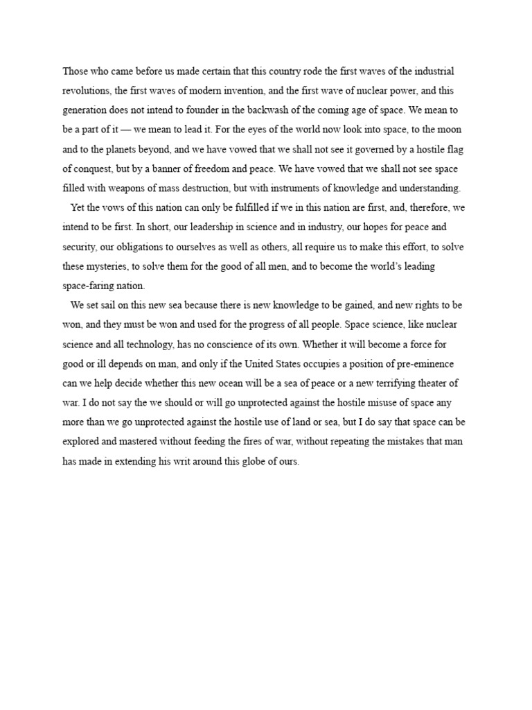 JFK's 'Race To Space' Speech | PDF