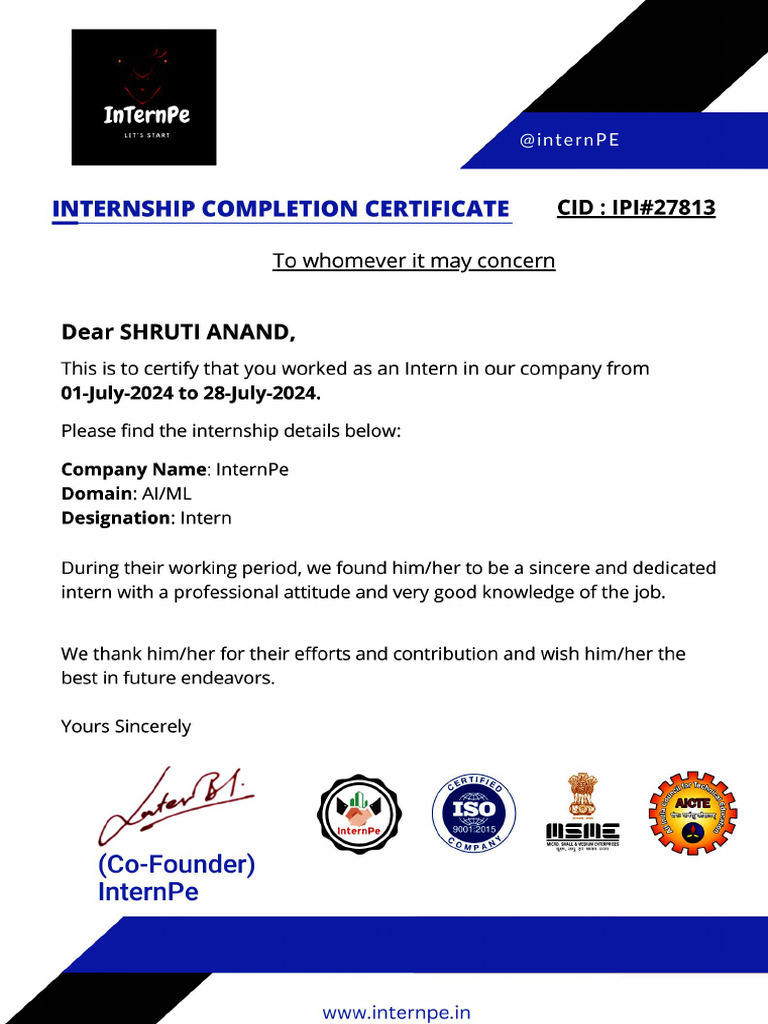 Inplant Certification | PDF