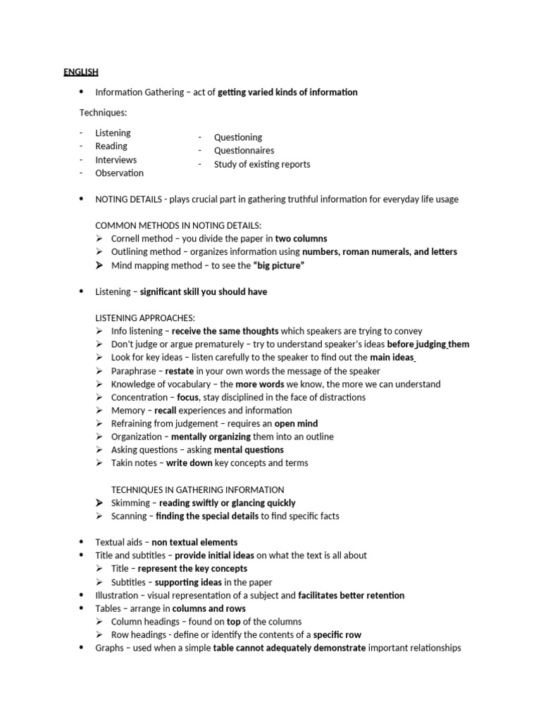 Information Gathering Techniques Guide | PDF | Essays | Vocabulary