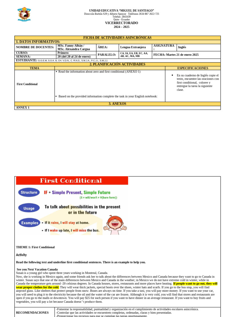 Inglés 1ro. Ficha1.g3. Pedagógica Asincrónica | PDF | Transport