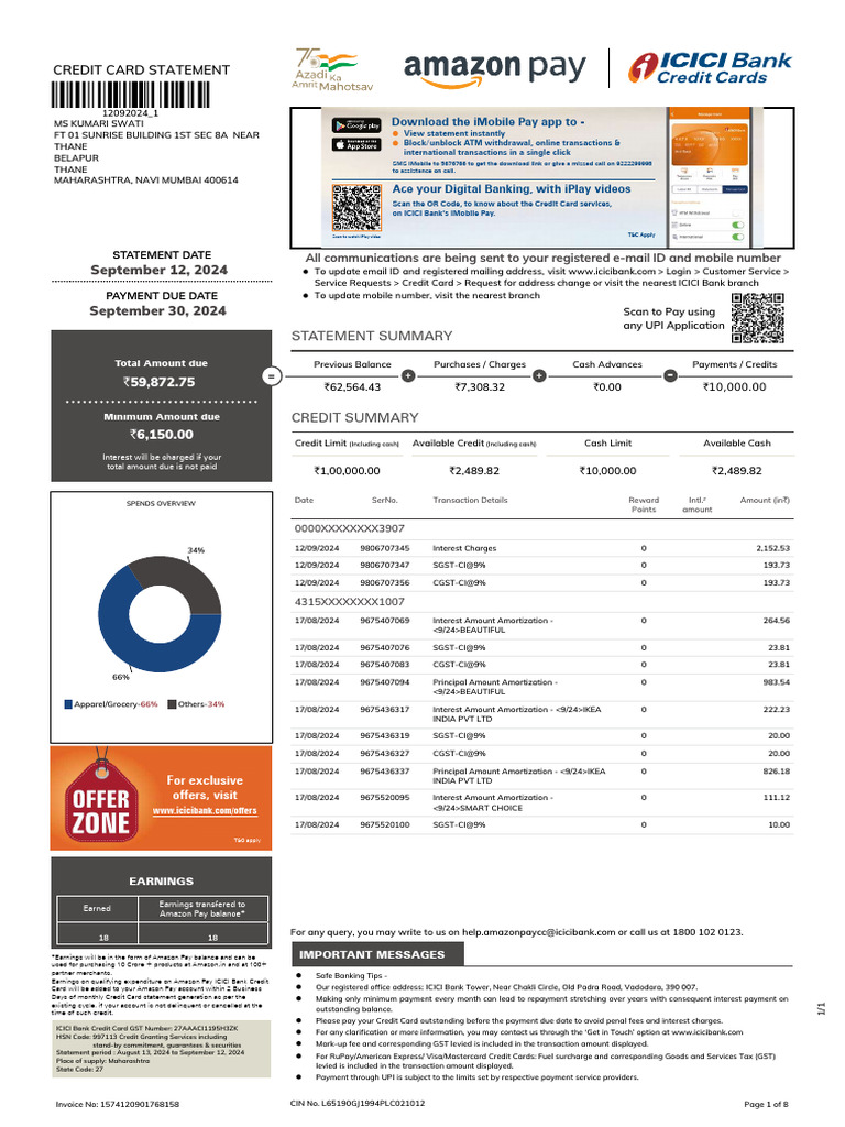 Credit Card Statement | PDF | Credit Card | Interest