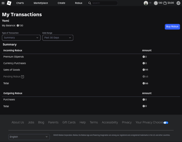 My Transactions - Roblox | PDF