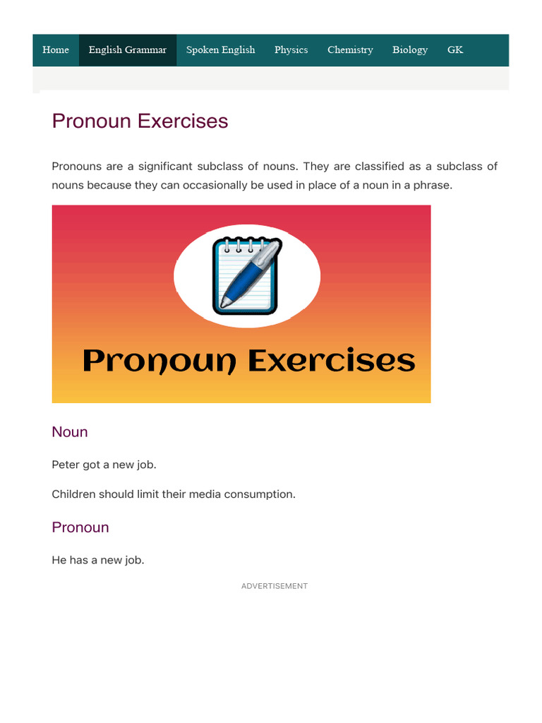 Pronoun Exercises & Types Guide | PDF | Pronoun | Plural