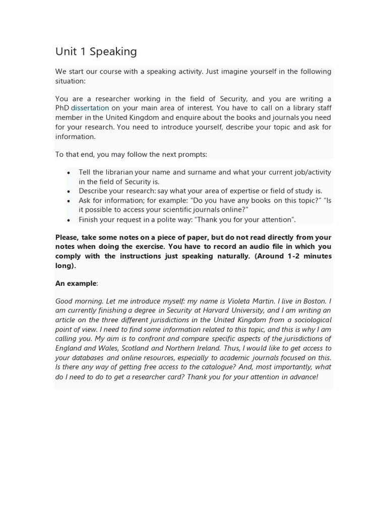 Grabable Activity Unit 1 Speaking | PDF