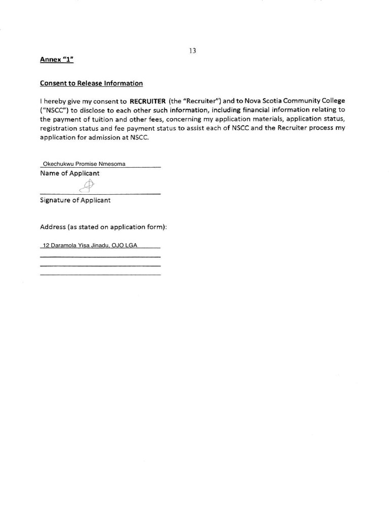 NSCC Consent Form 4 | PDF