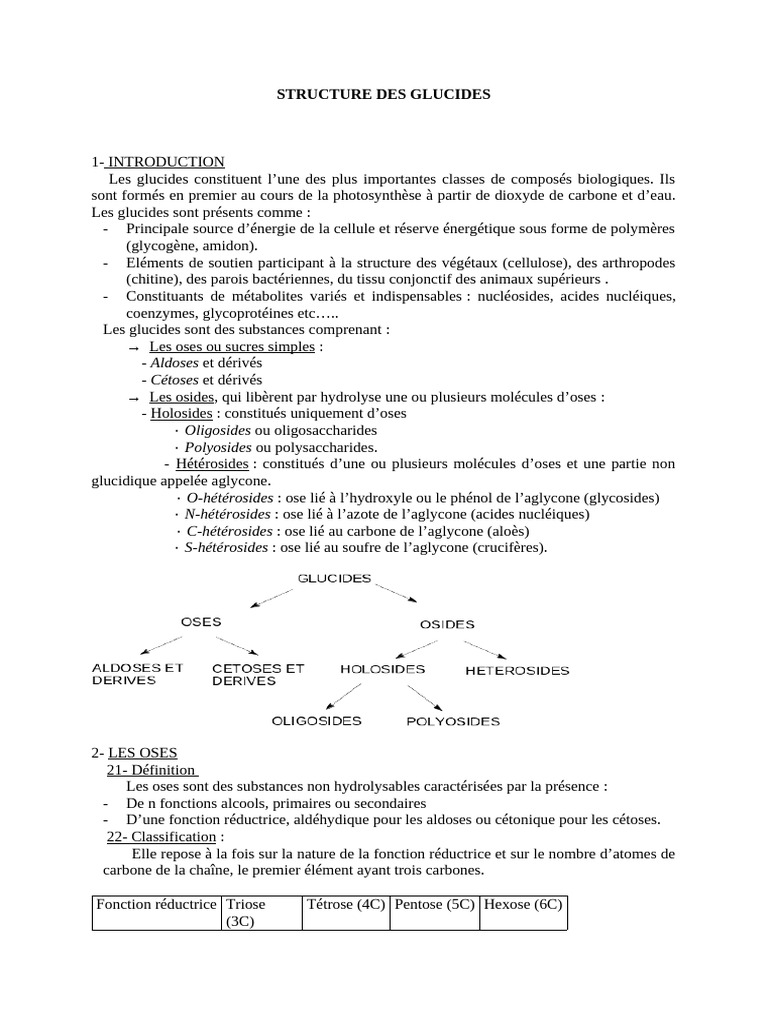 Structure des glucides et oses | PDF | Glucide | Glucose