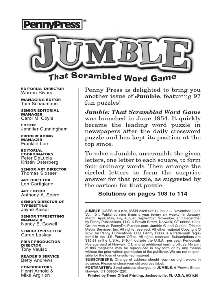 Print N Solve Magazines Jumble JJFL Nov20 Vol1 | PDF