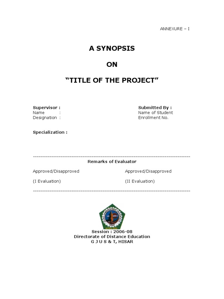 IGNOU Project Synopsis Template | PDF | Business