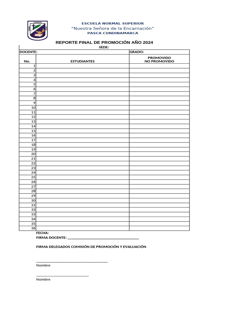 Reporte de Promoción 2024 - Escuela Normal | PDF