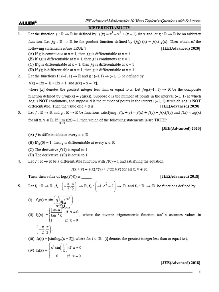 DIFFERENTIABILITY | PDF | Function (Mathematics) | Complex Analysis