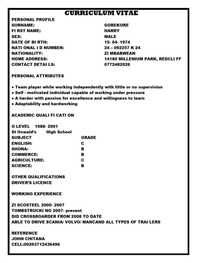 Harry Gorekore's CV and Qualifications | PDF