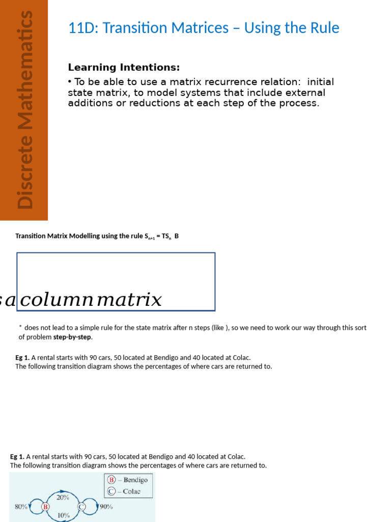 11D Transition Matrices Using the Rule | PDF